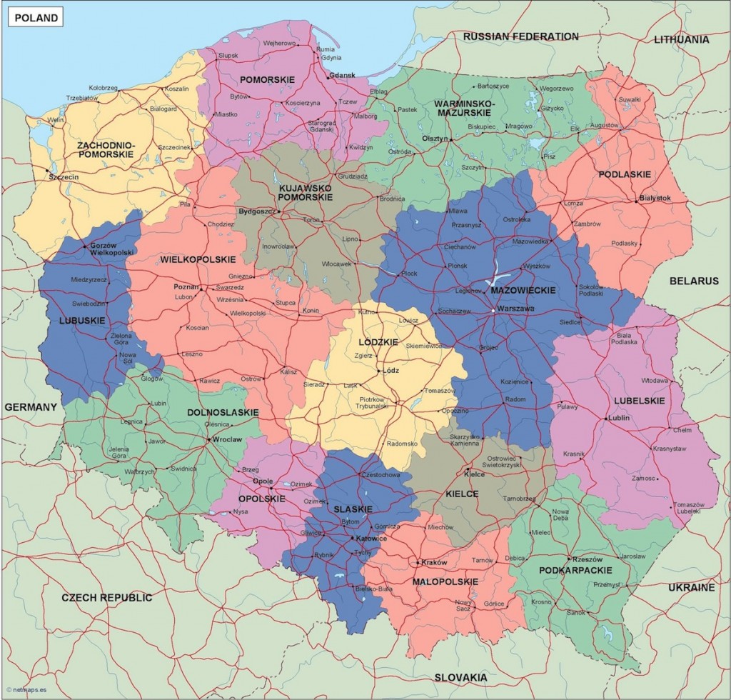 poland mapa politico en Illustrator | Netmaps. Mapas de España y del mundo