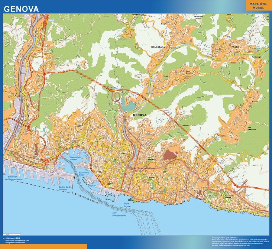 mapa vector Genova | Netmaps. Mapas de España y del mundo